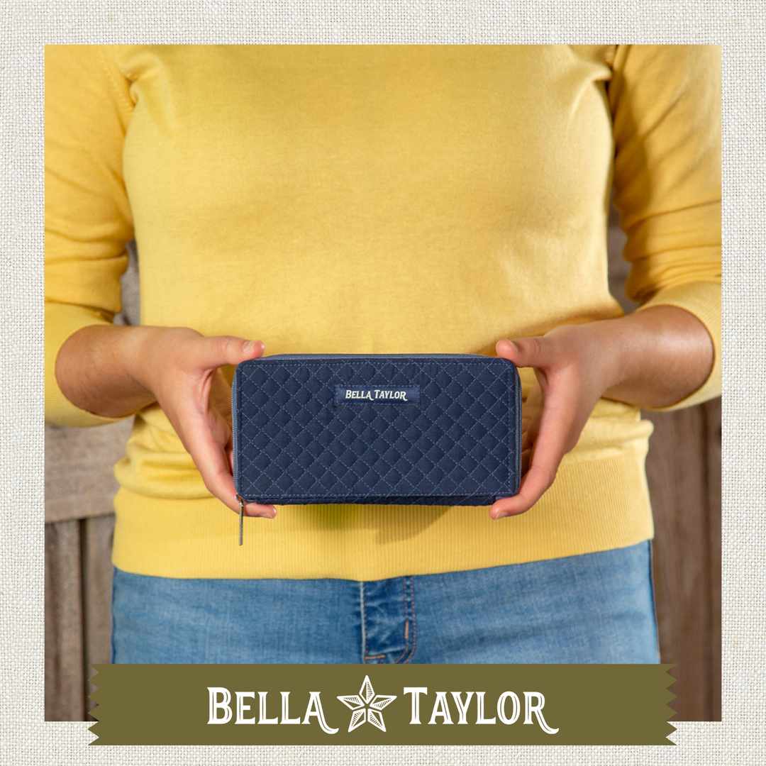 Solid Navy RFID Slim Card Wallet – Bella Taylor